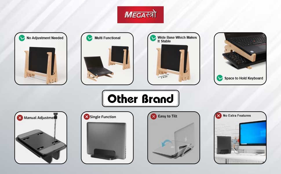 MegaStro® Duo-Lift Wooden Laptop Stand - Megastro
