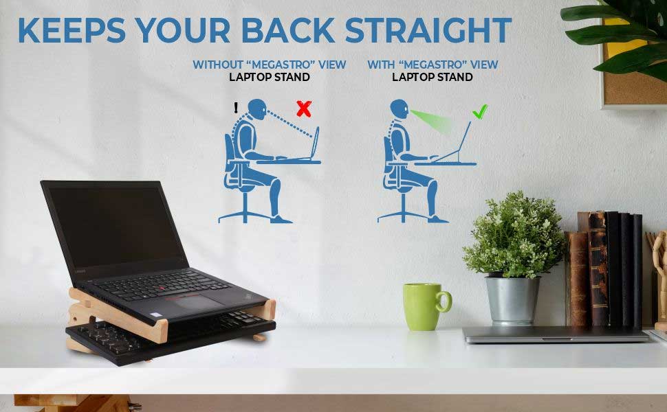 MegaStro® Duo-Lift Wooden Laptop Stand - Megastro